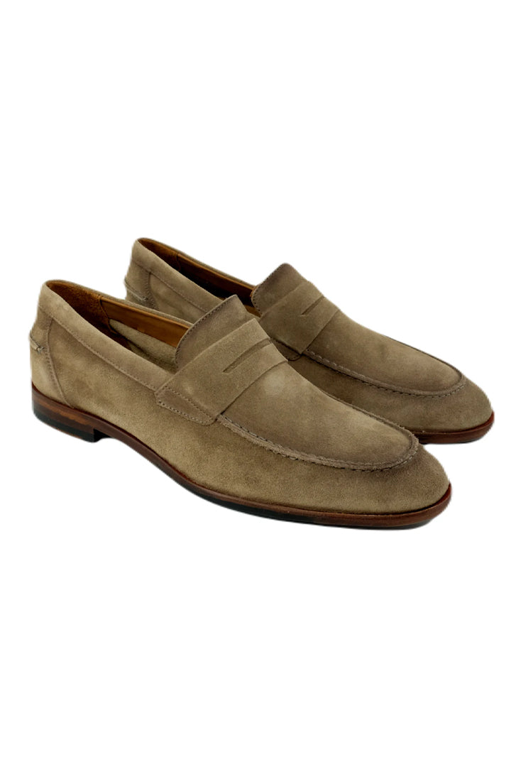 NAPLES SUEDE PENNY LOAFER - GREIGE – TJ Bailey's