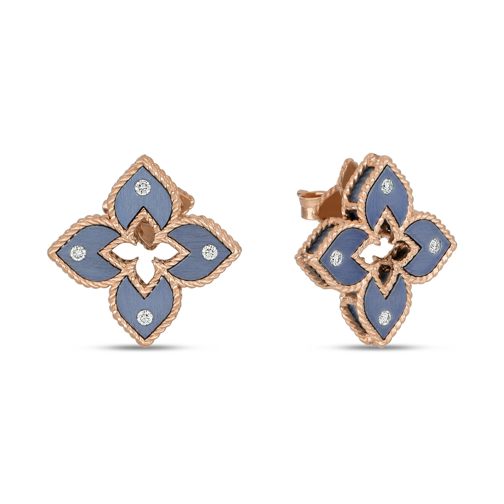 18K RG SMALL DIAMOND/BLUE TITANIUM VENETIAN PRINCESS EARRINGS – TJ Bailey's