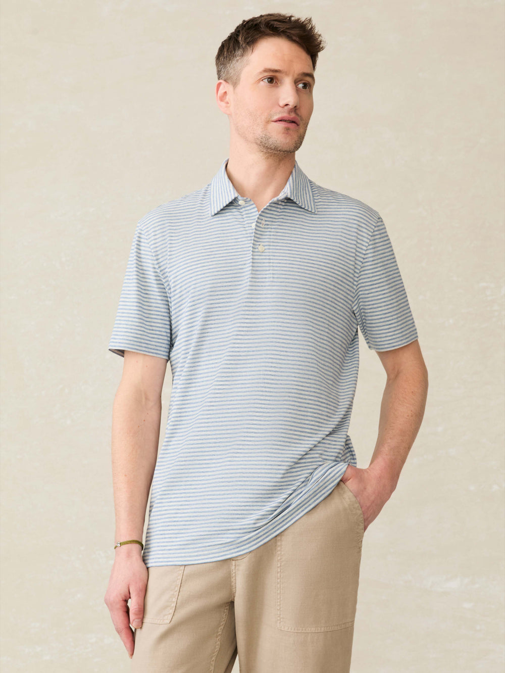 SHORT SLEEVE MOVEMENT POLO - LONG VALLEY STRIPE – TJ Bailey's