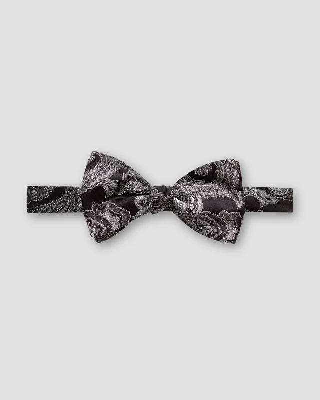 BLACK PAISLEY PRINT READY TIED SILK BOW TIE – TJ Bailey's