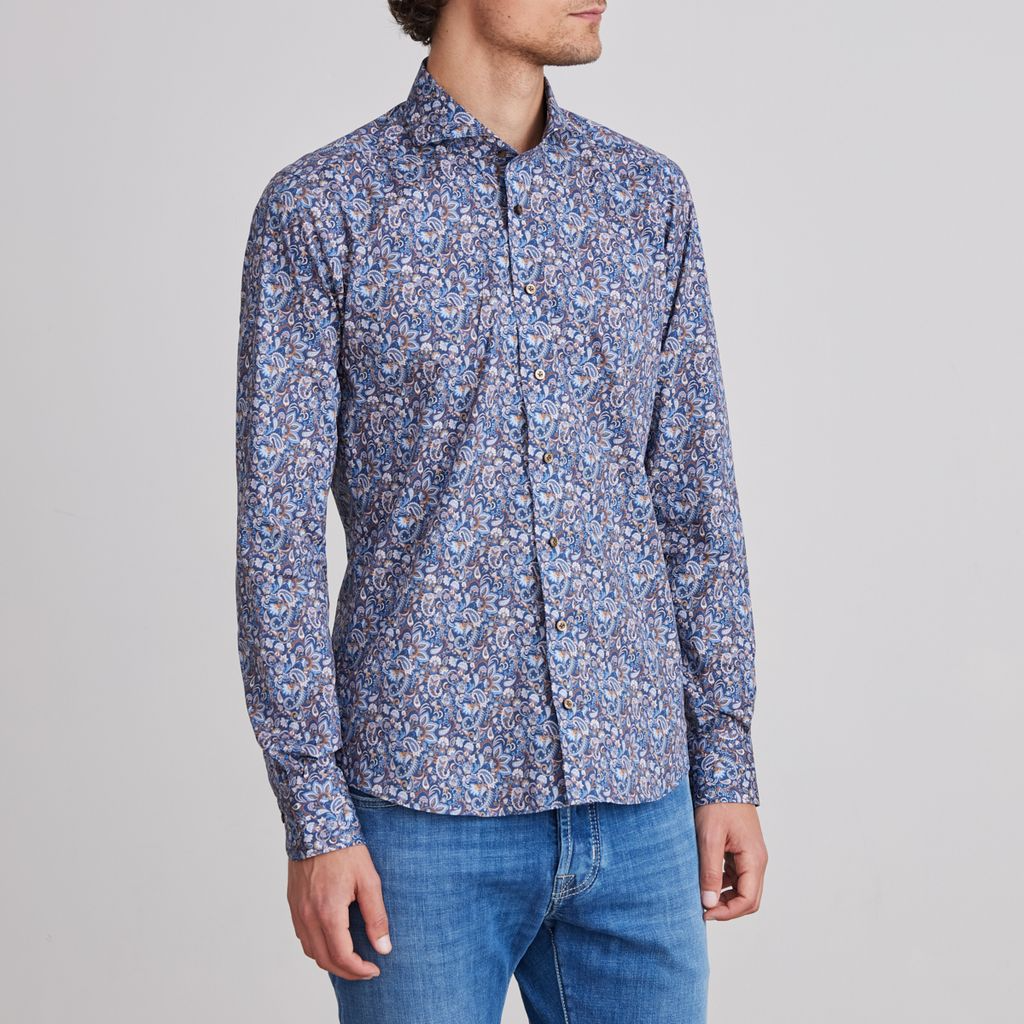 MARSEILLE PAISLEY PRINT SHIRT - DARK BLUE – TJ Bailey's